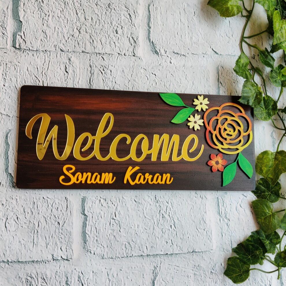 Wooden Nameplate Design Online For Home | HITCHKI