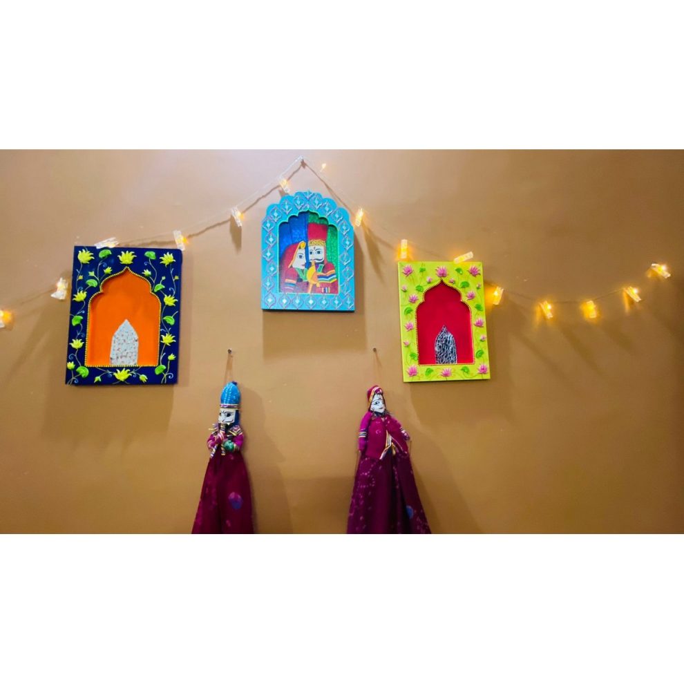 3 Piece Beautiful Handmade Jharokha Art For Your Home