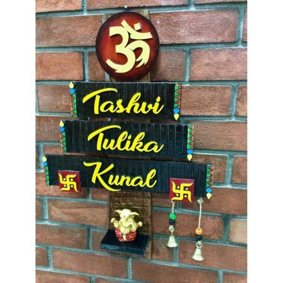 3 in 1 Designer Wooden Handmade Name Plate