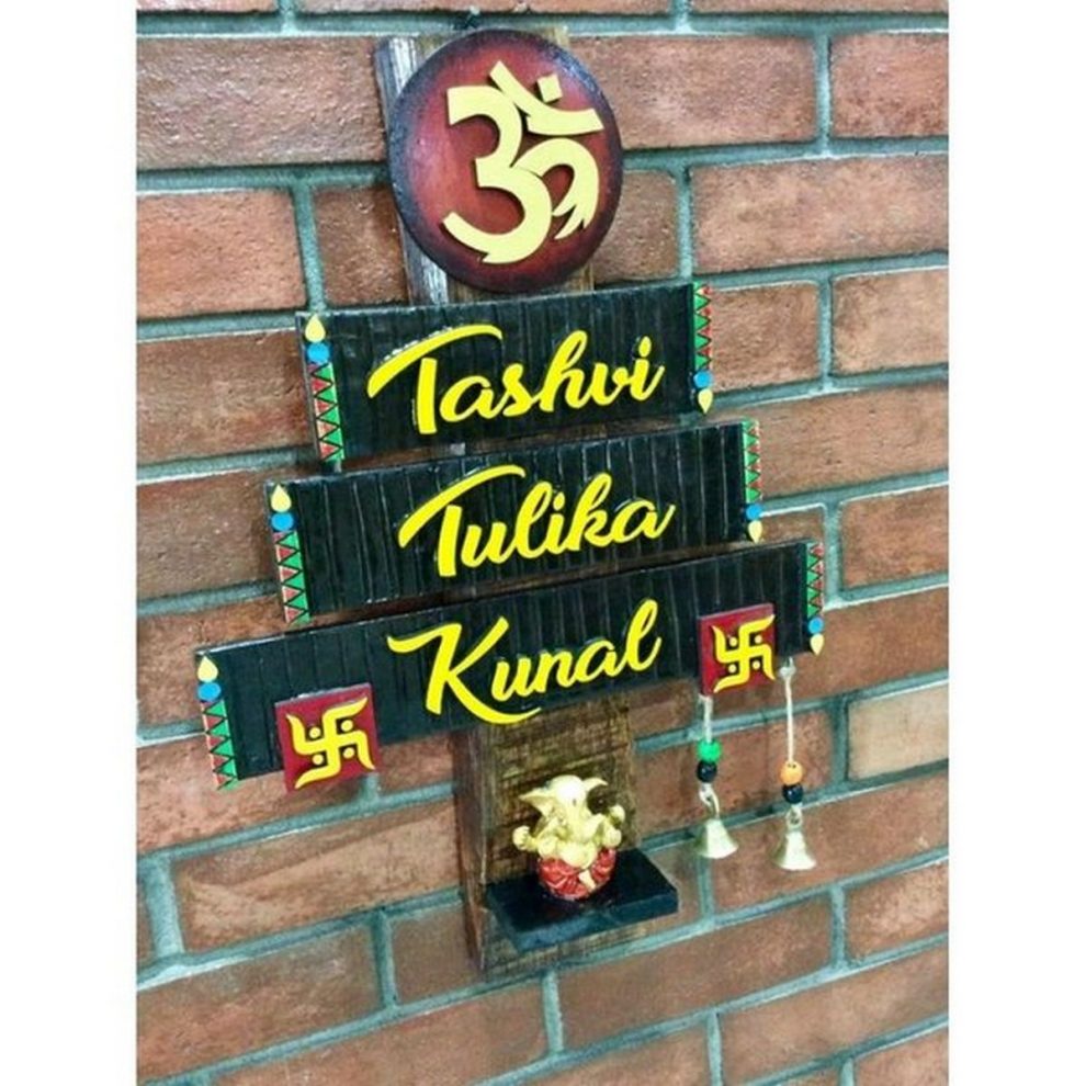 3 in 1 Designer Wooden Handmade Name Plate