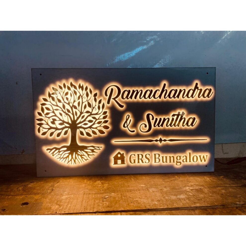 Embossed Letters LED House Name Plate | Customized