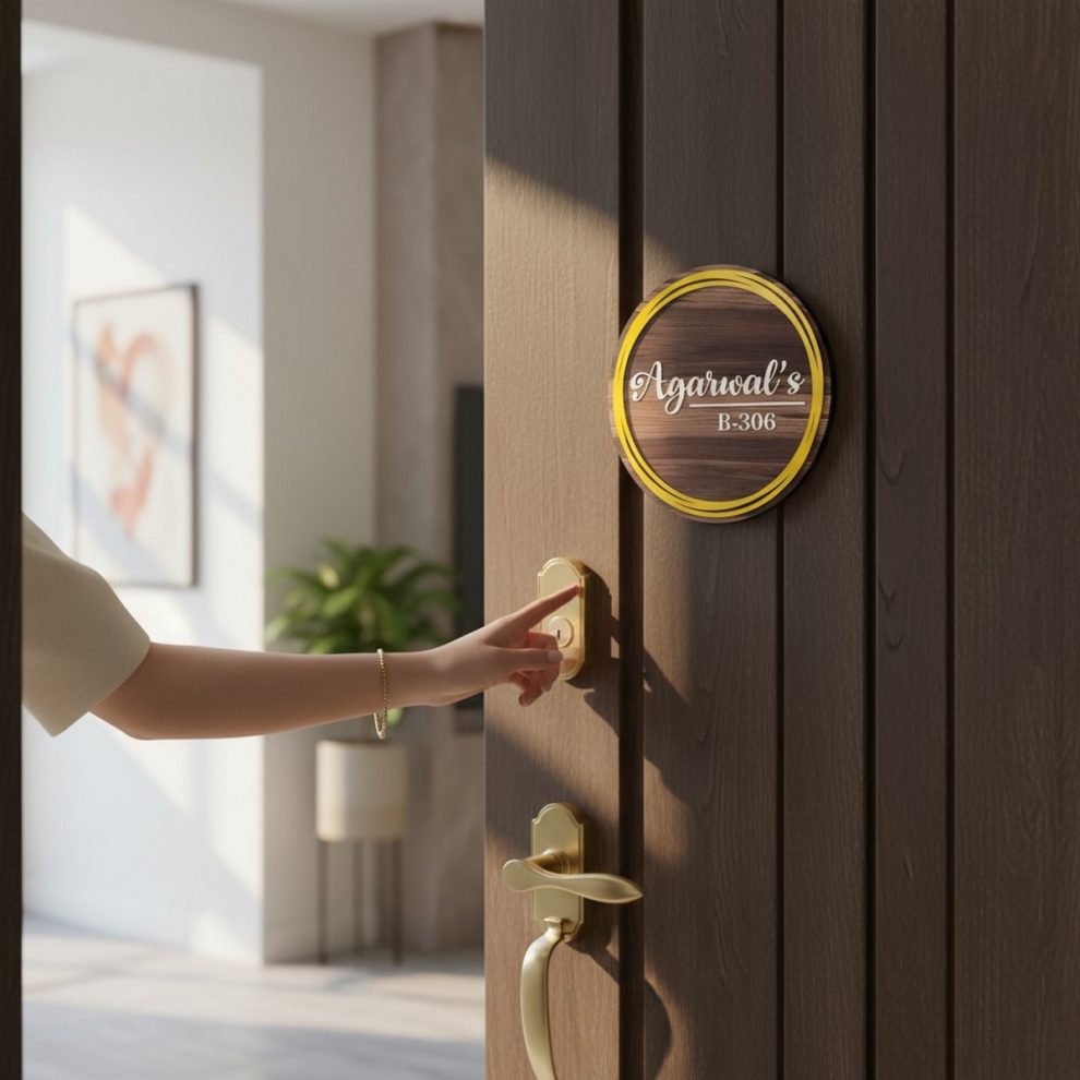 Premium Wooden ACP Nameplate with Acrylic Letters – Agarwal