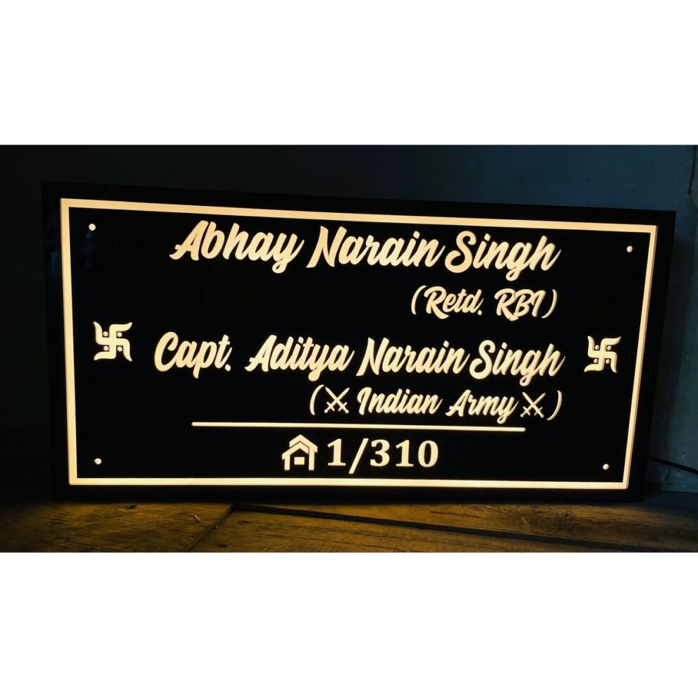 Acrylic Army Name Plate With LED And Waterproof.