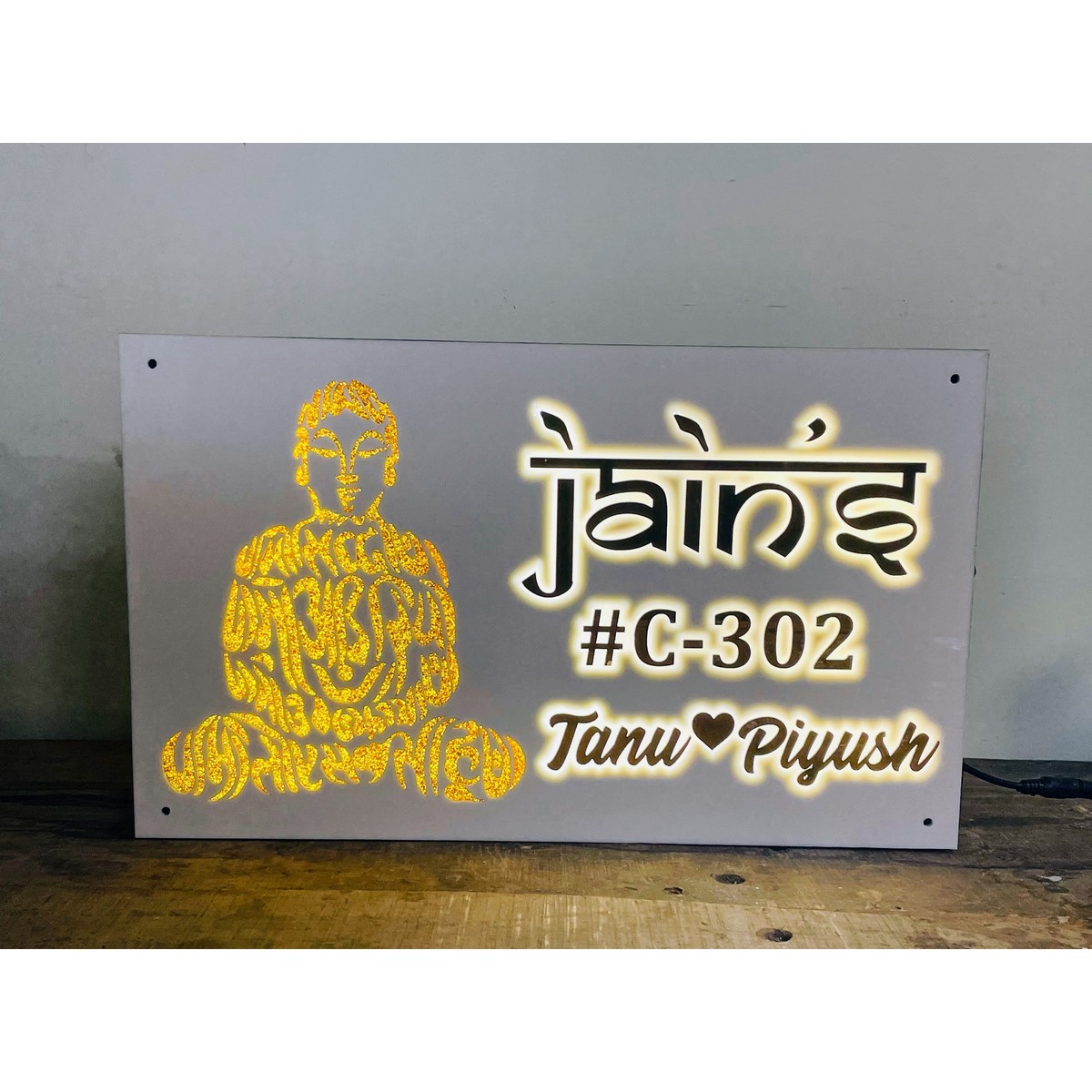 LED House Name Plate | Acrylic Buddha Design