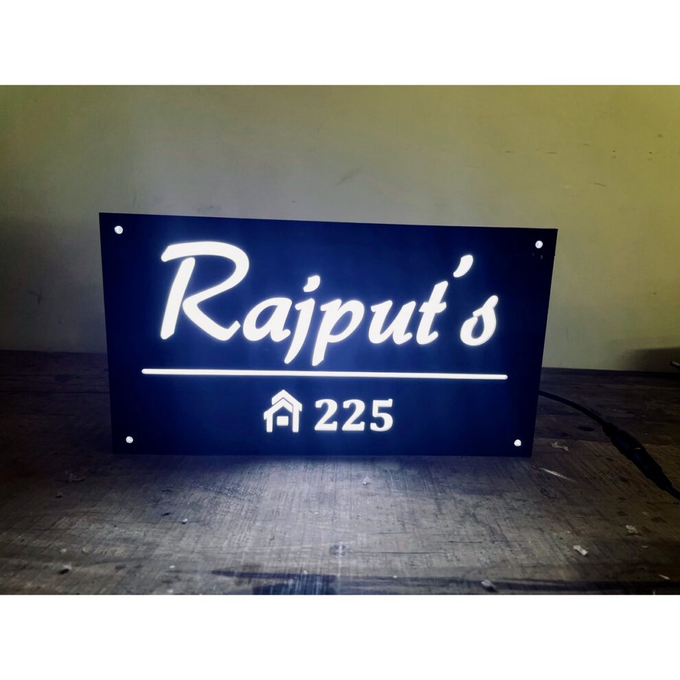 Acrylic Home LED Name Plate - Cool White Leds
