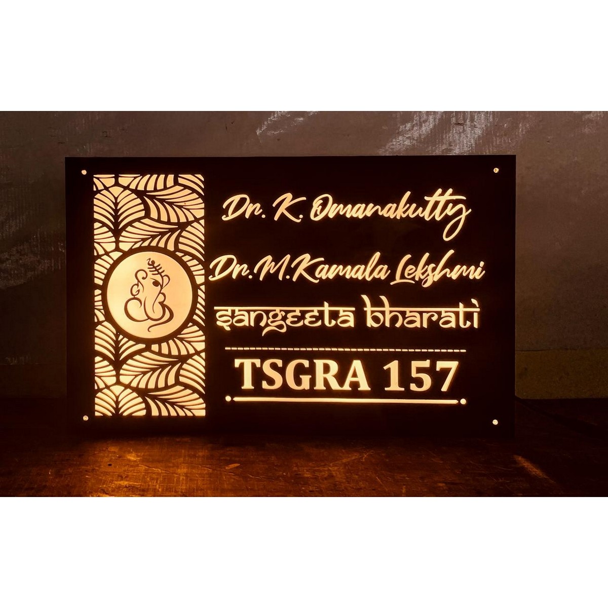 Acrylic Jali Design Waterproof LED Home Nameplate -Laser Cut