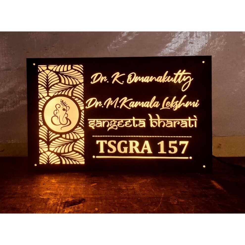 Acrylic Jali Design Waterproof LED Home Nameplate -Laser Cut