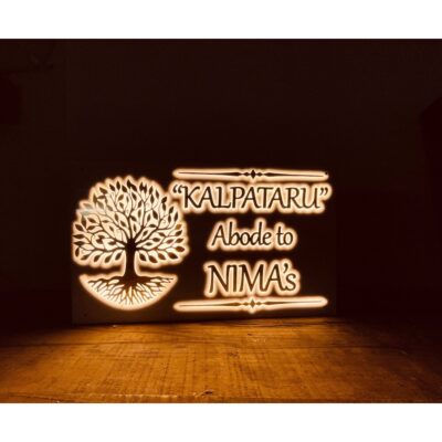 Acrylic LED Home Name Plate Tree Design And Customized