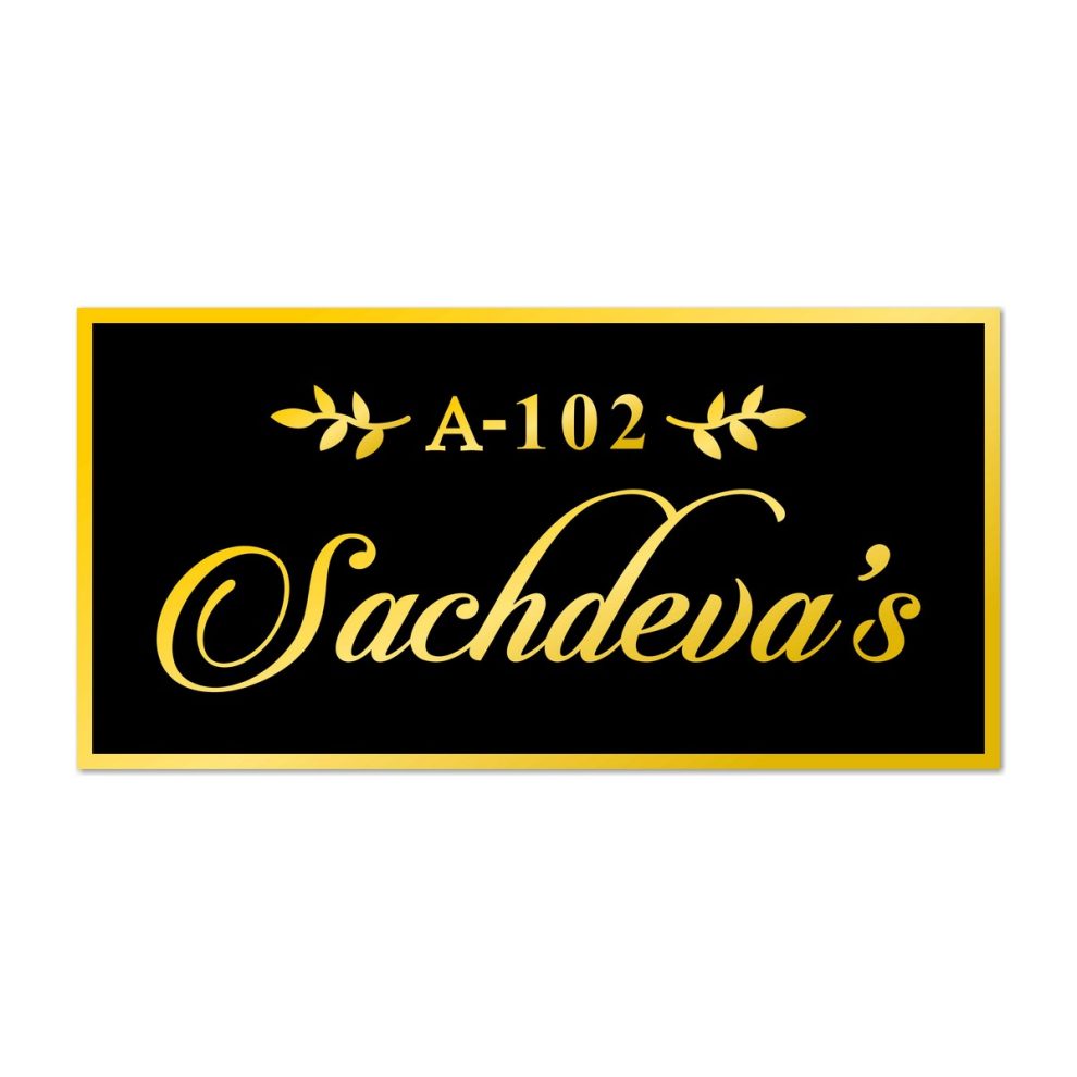 Black ACP Nameplate with Acrylic Letters – Sachadeva’s Home Signature