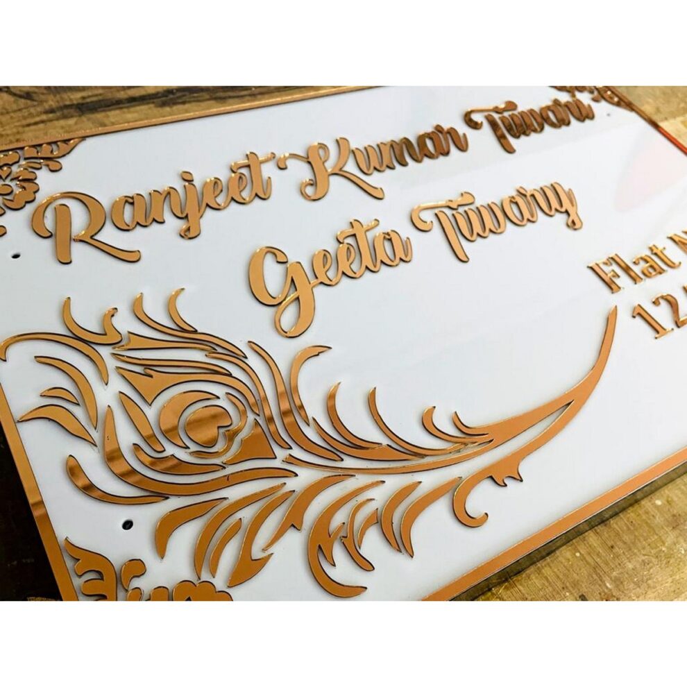 Mor Pankh Embossed Letters Home Name Plate | Weatherproof