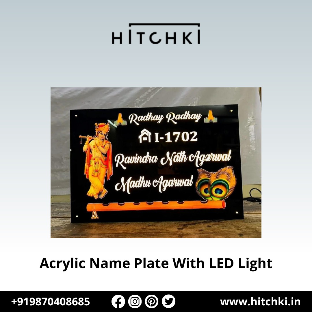 Shiv Ji Acrylic LED House Nameplate: Illuminate Your Home