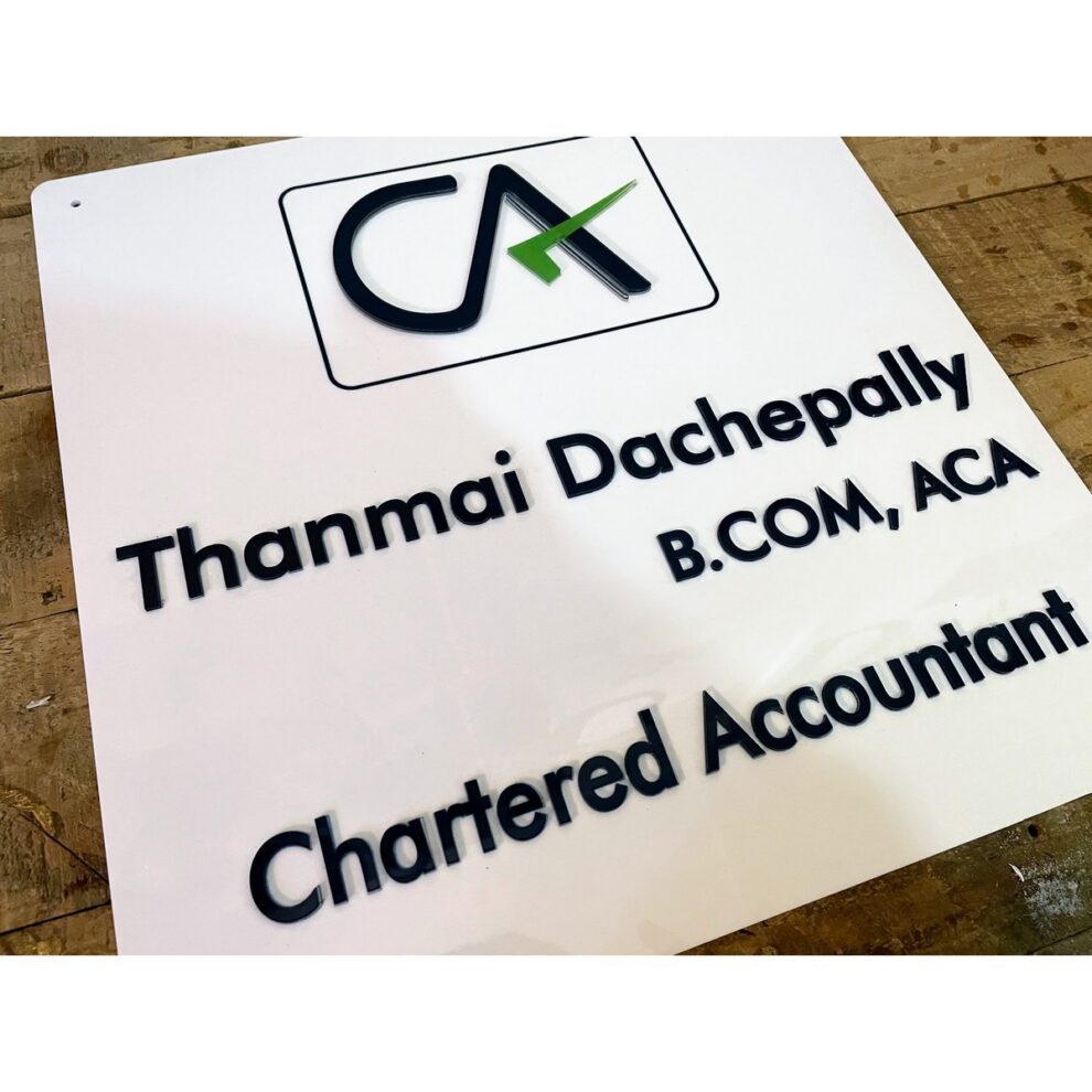 Acrylic Office Name Plate – Chartered Accountant | HITCHKI