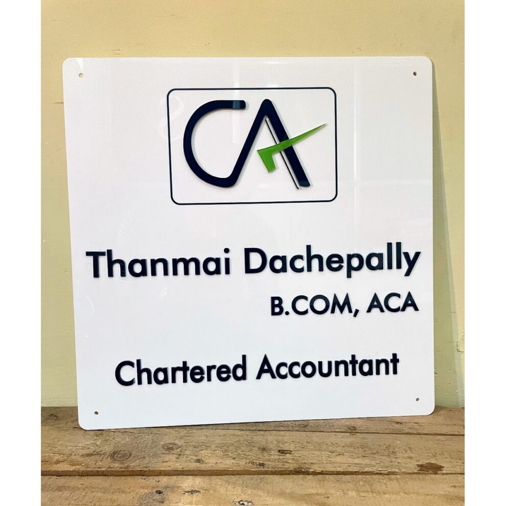 Acrylic Office Name Plate – Chartered Accountant | HITCHKI