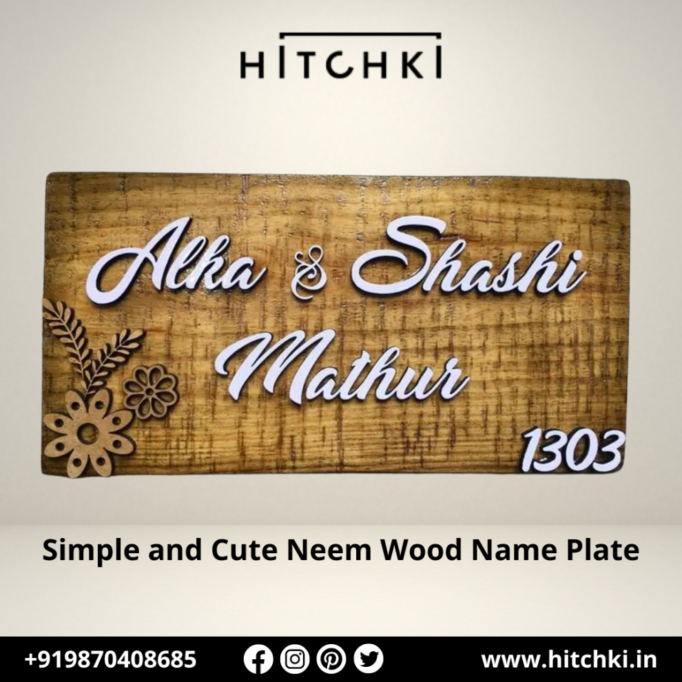 Charming Neem Wood Name Plate | Adorn Your Home