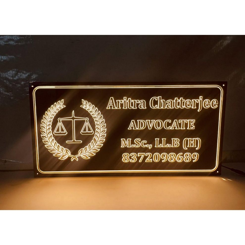 Advocate 3D embossed letters led waterproof name plate