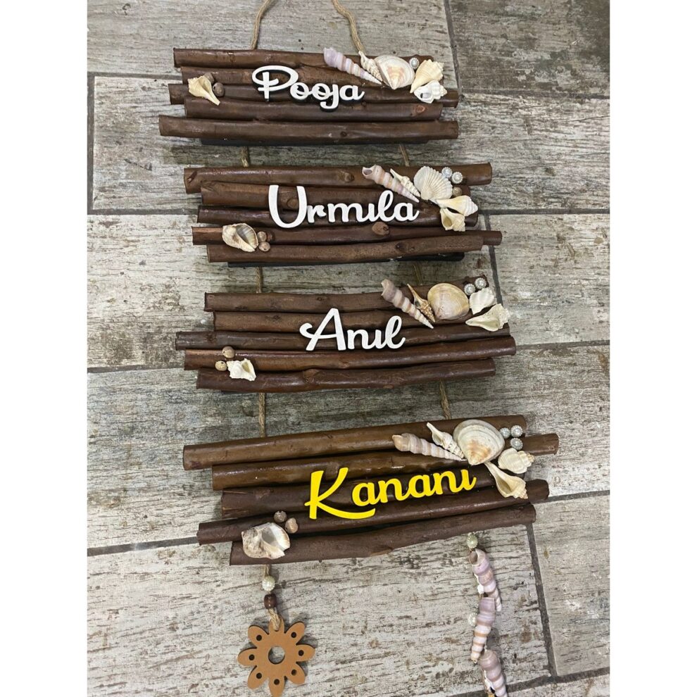 Beautiful And Customized Wooden Sticks Hanging Nameplate