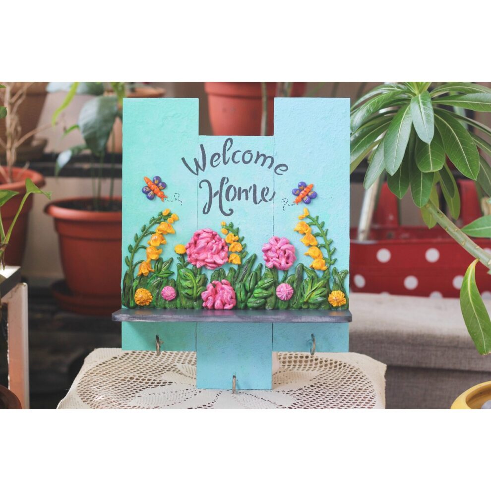 Beautiful Floral Keyholder For Home | Handpainted