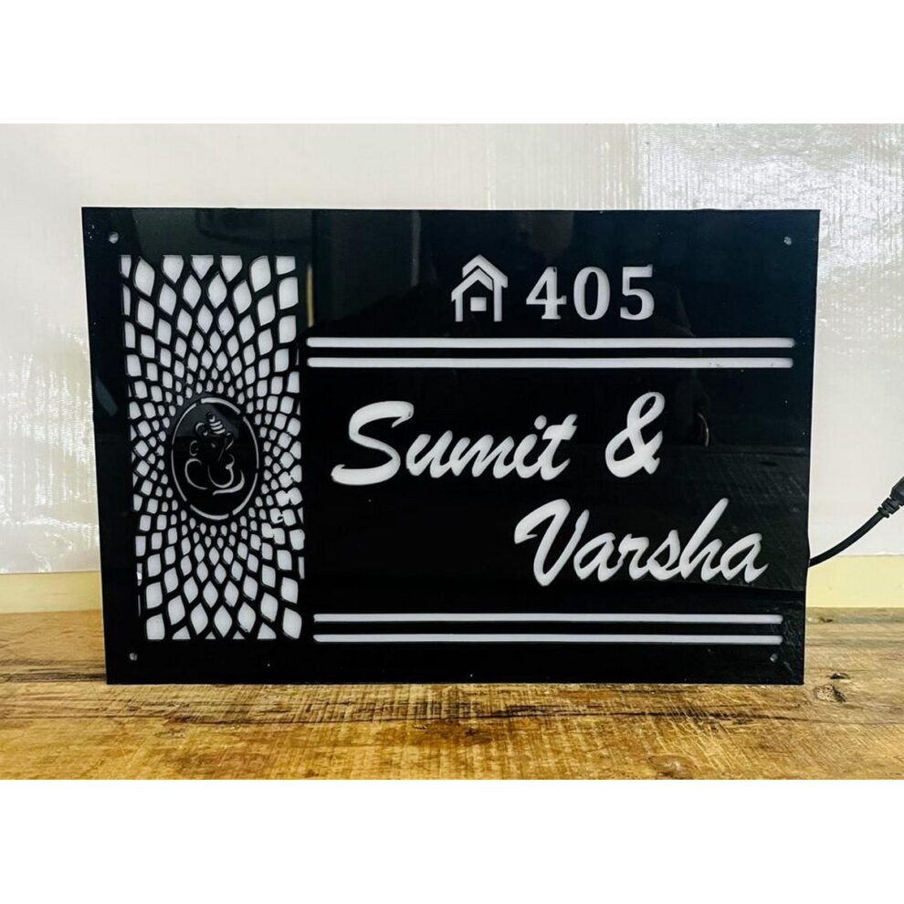 Warm White LEDs Acrylic House Name Plate | Customized