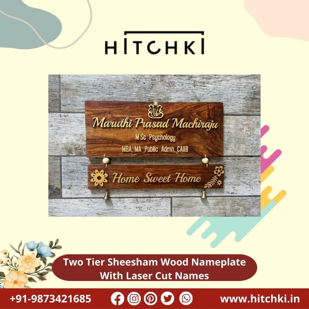 Attractive Sheesham Wood Nameplate Crafted Elegance