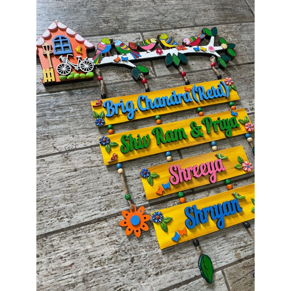 The Bird Family Wooden Nameplate Customized
