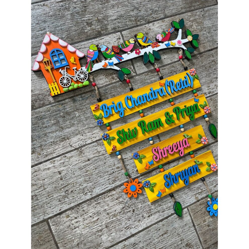 The Bird Family Wooden Nameplate Customized