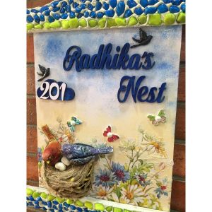 Bird's Nest Unique Wooden Name Plate For House | Plywood