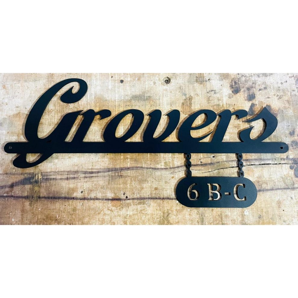 Black Metal CNC Laser Cut Wall Name Plate | Customizable