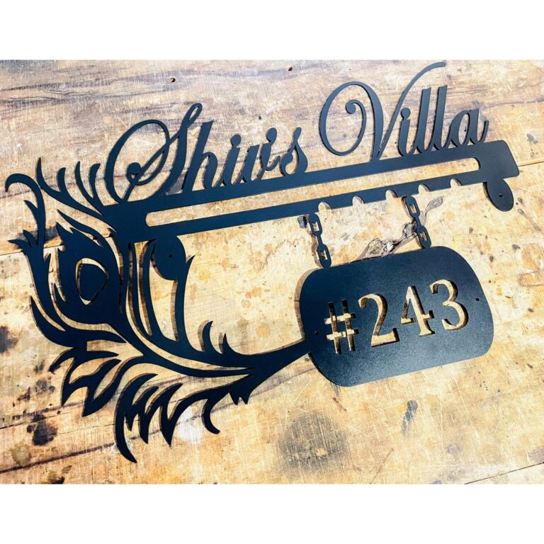 Black Metal Laser Cut House Wall Name plate | Modern Design