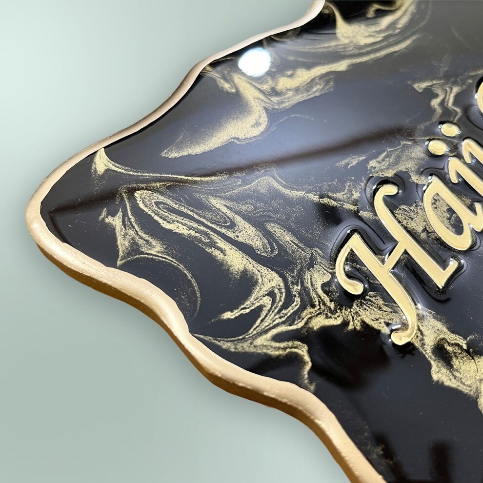 Golden Marble Textured Resin Nameplate | Weatherproof