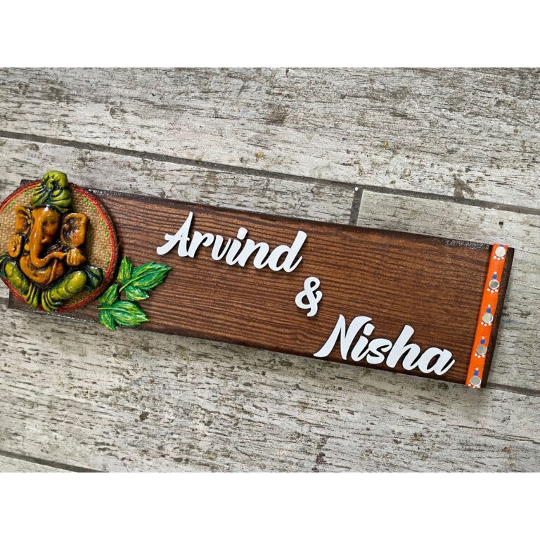 Pinewood Ganesha Nameplate 🙏 Bring Serenity Home