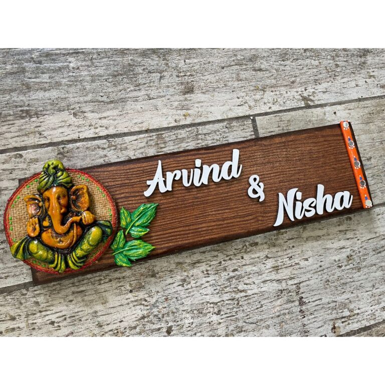 Pinewood Ganesha Nameplate 🙏 Bring Serenity Home