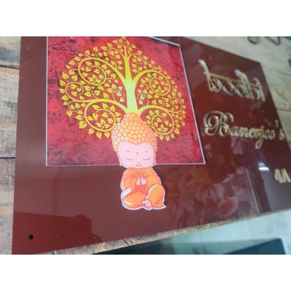 Buddha Design Acrylic Nameplate - 3d Embossed Letters