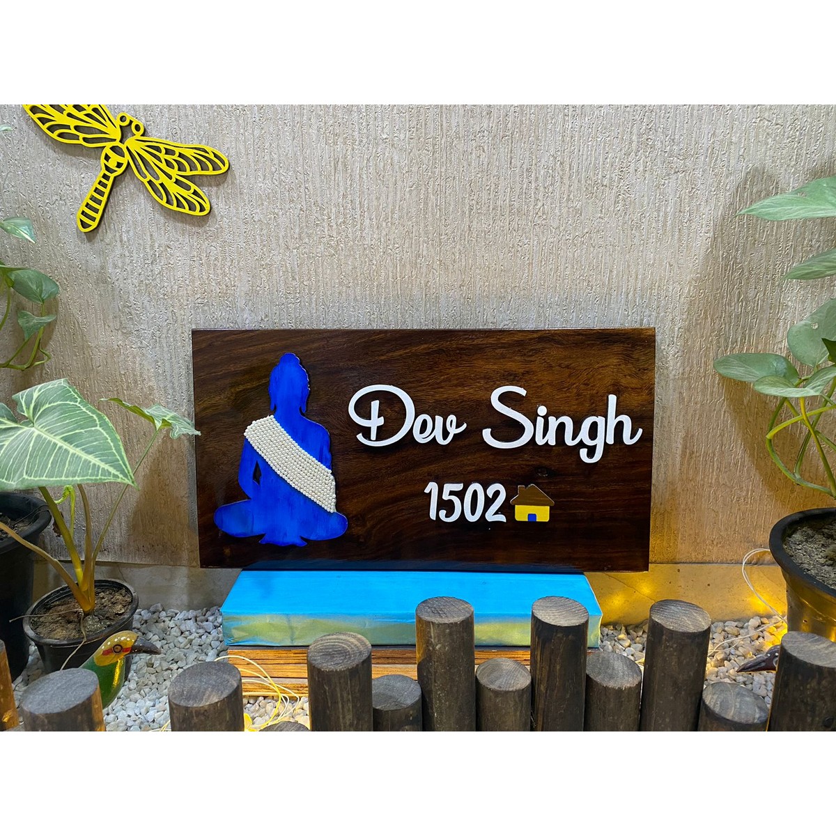 Buddha Sheesham Wood Name Board | Serenity Meets Style