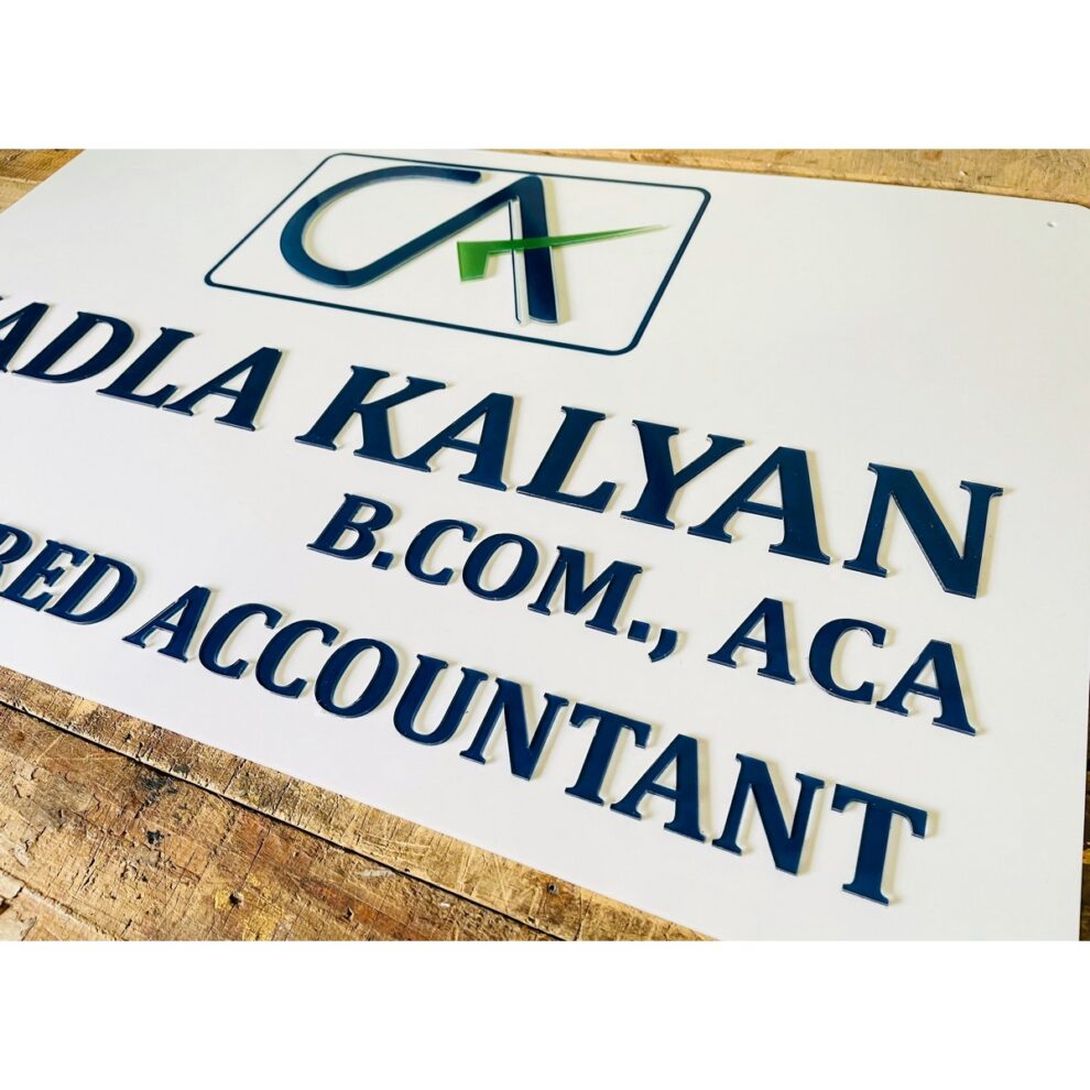 Acrylic Name Plate designed for a Chartered Accountant