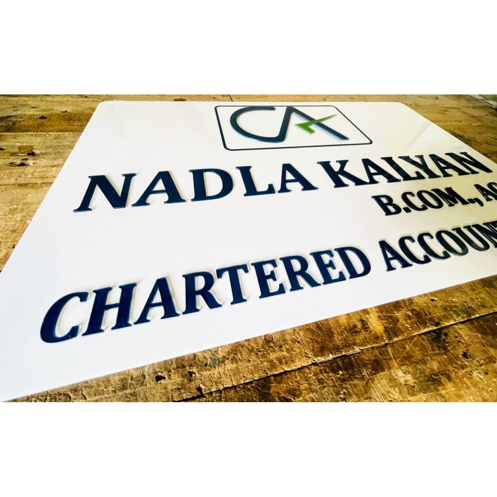 Acrylic Name Plate designed for a Chartered Accountant