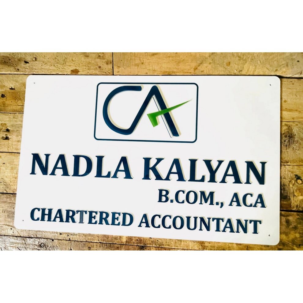 Acrylic Name Plate designed for a Chartered Accountant