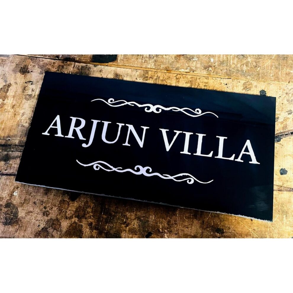 CNC Engraved Black Granite Wall Name Plate | Customized