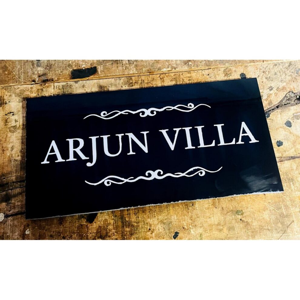 CNC Engraved Black Granite Wall Name Plate | Customized