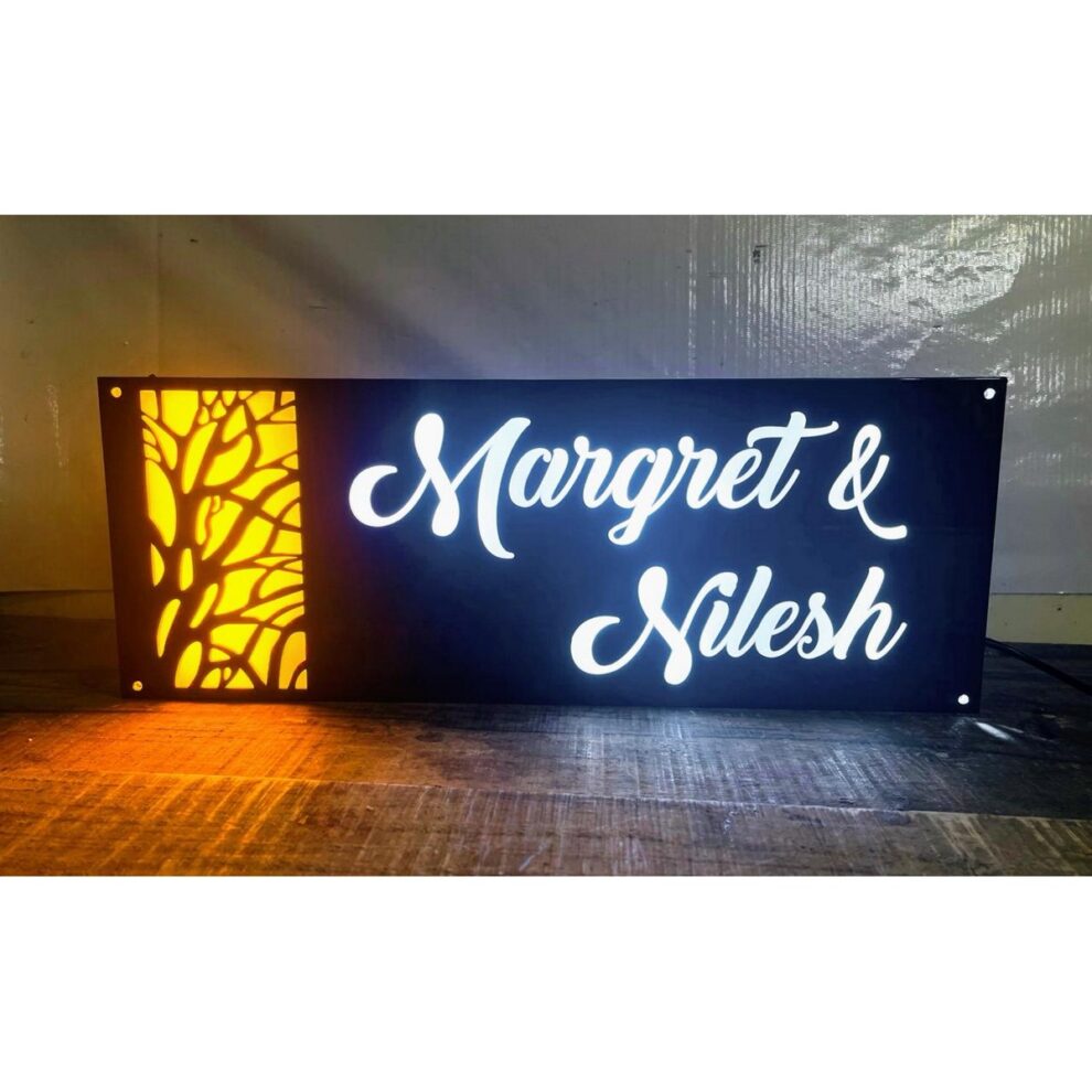 Customized Acrylic Home LED Name Plate | Weatherproof