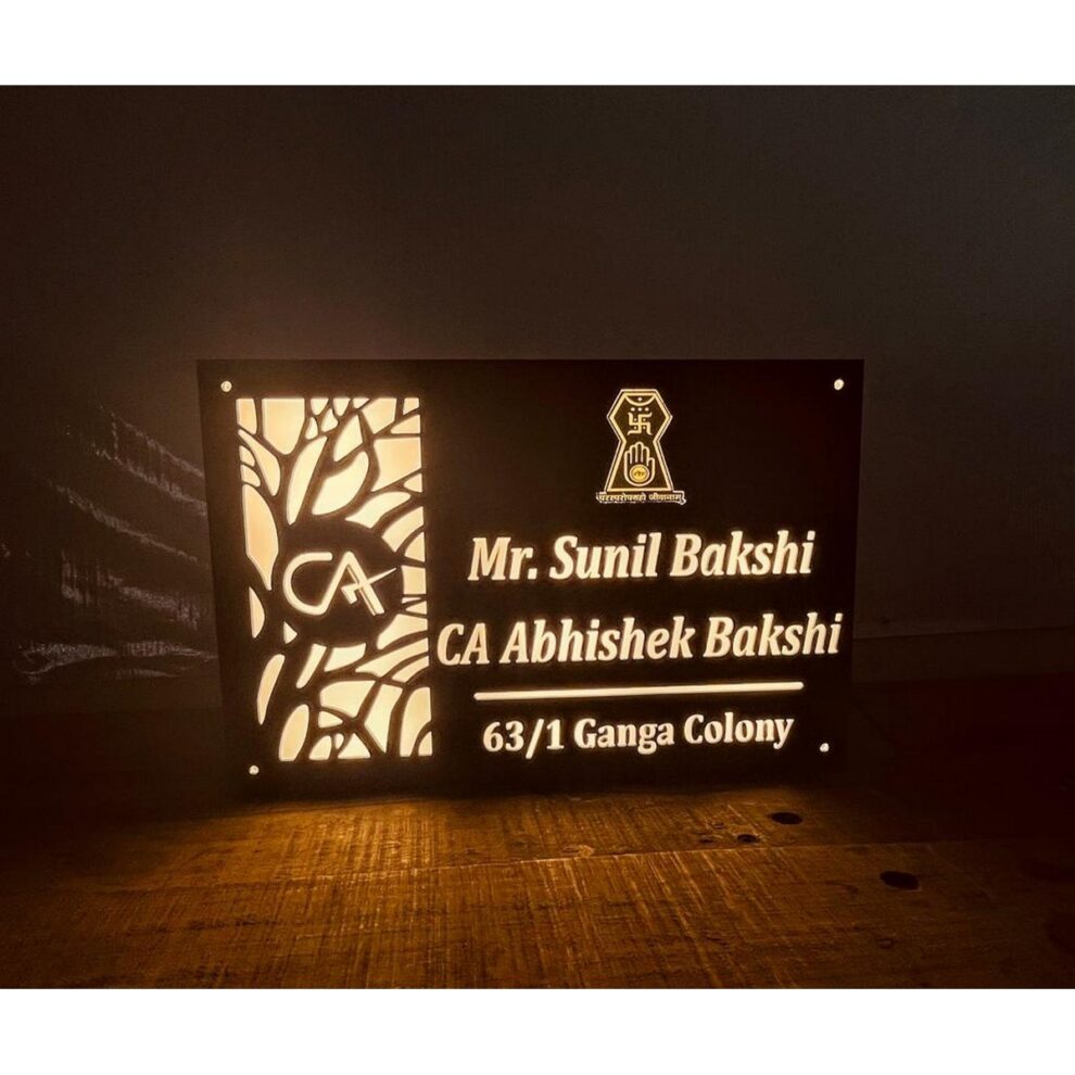 Chartered Accountant LED Acrylic Name Plate | Waterproof