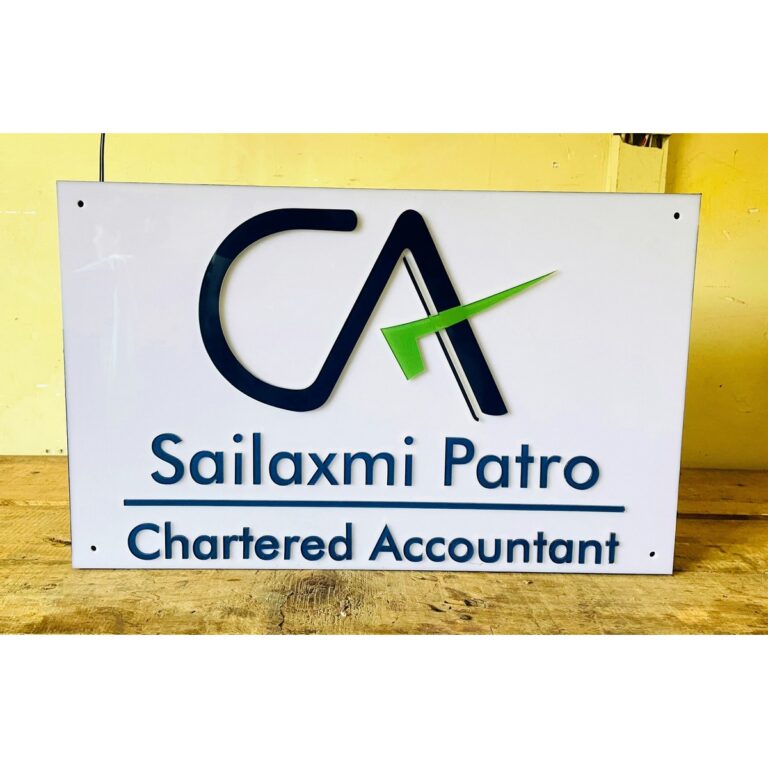 Chartered Accountant Acrylic LED Name Plate Customized