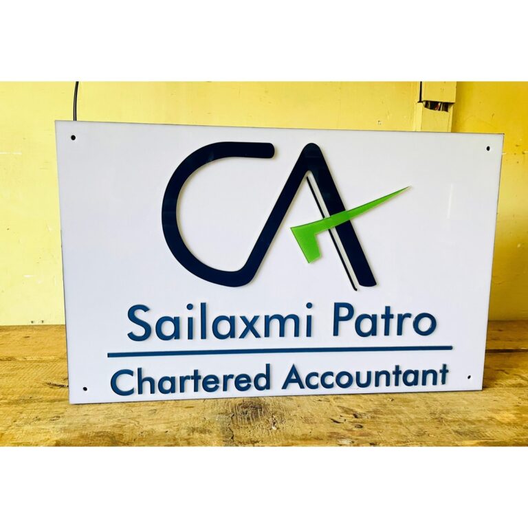 Chartered Accountant Acrylic LED Name Plate Customized