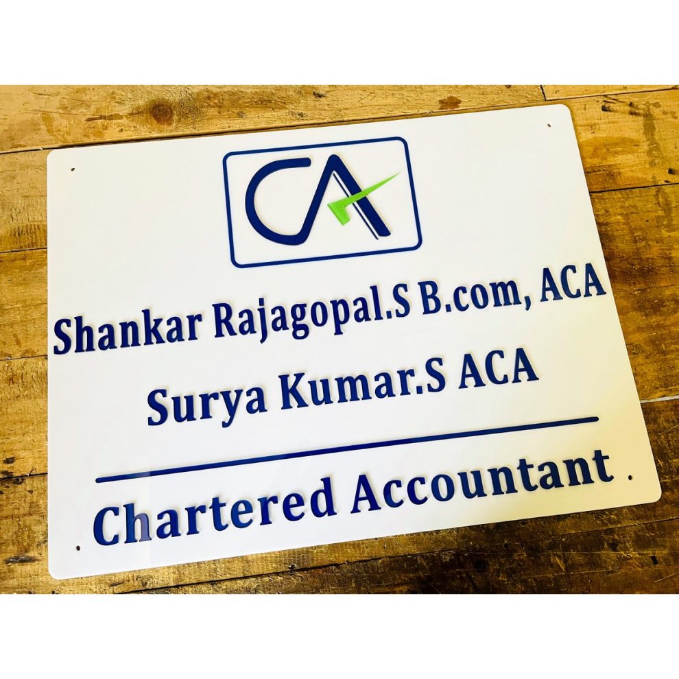 Chartered Accountant Acrylic Nameplate Customized