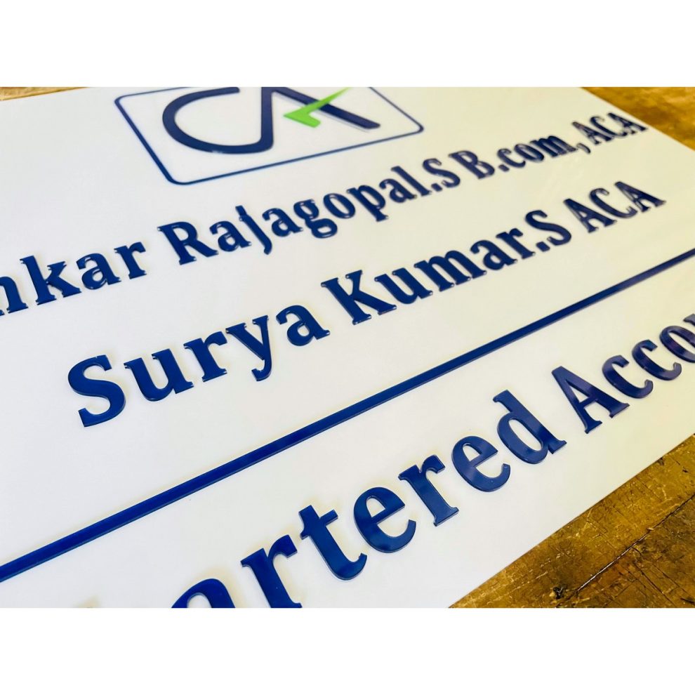 Chartered Accountant Acrylic Nameplate Customized