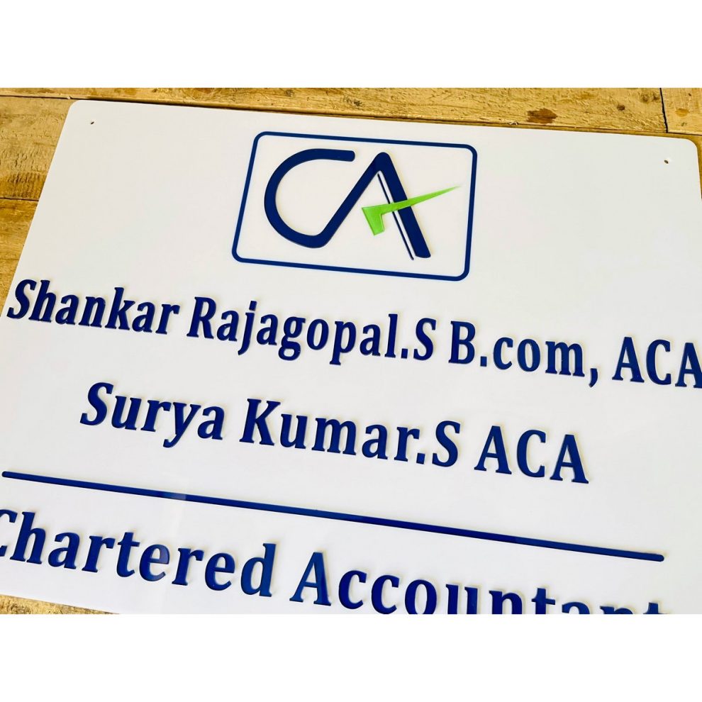 Chartered Accountant Acrylic Nameplate Customized