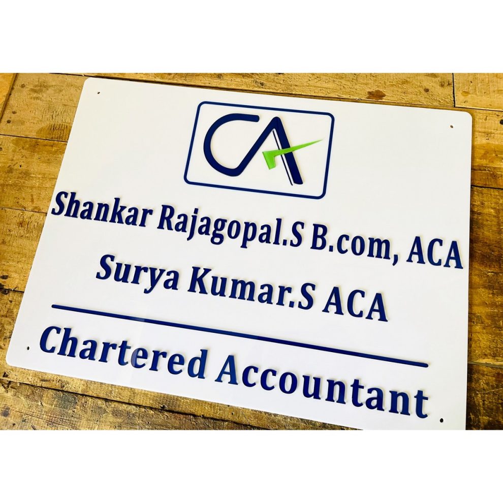 Chartered Accountant Acrylic Nameplate Customized
