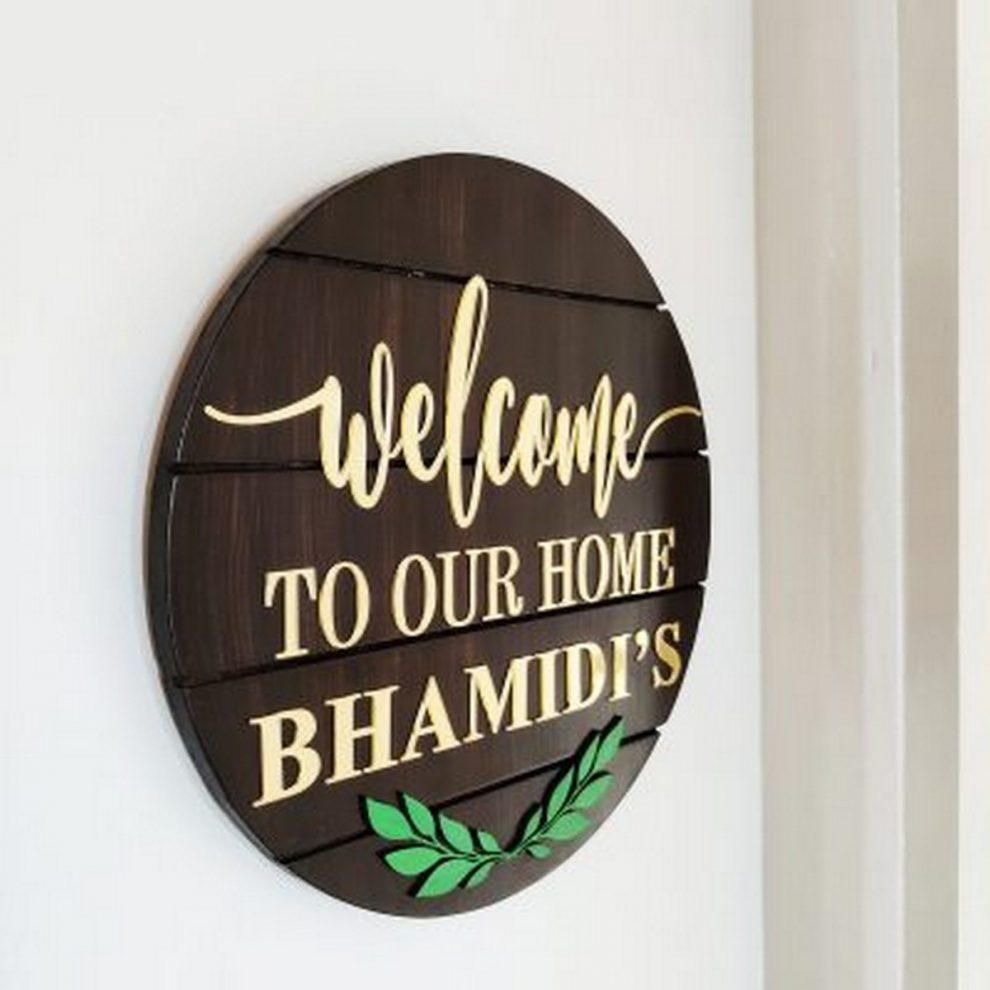 Classy Wood and Gold Nameplate Customizable