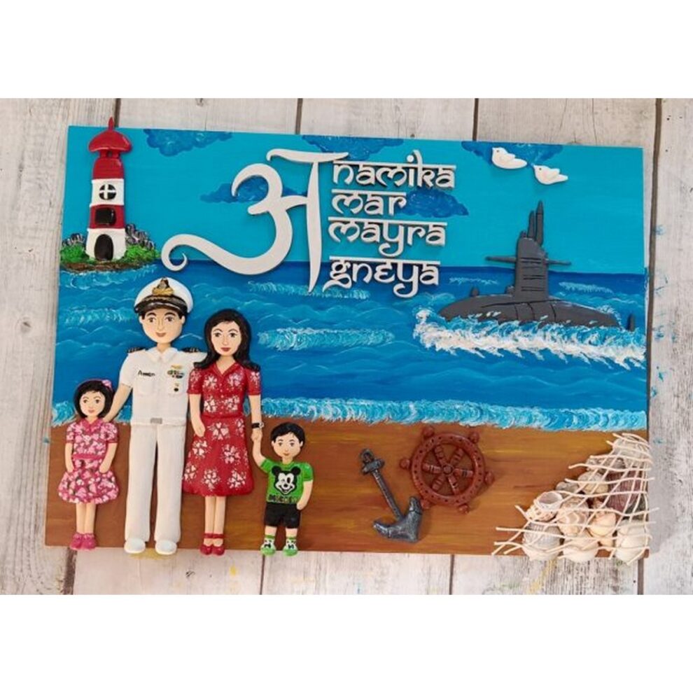 Indian Navy Themed Family Nameplate | Prestigious Look