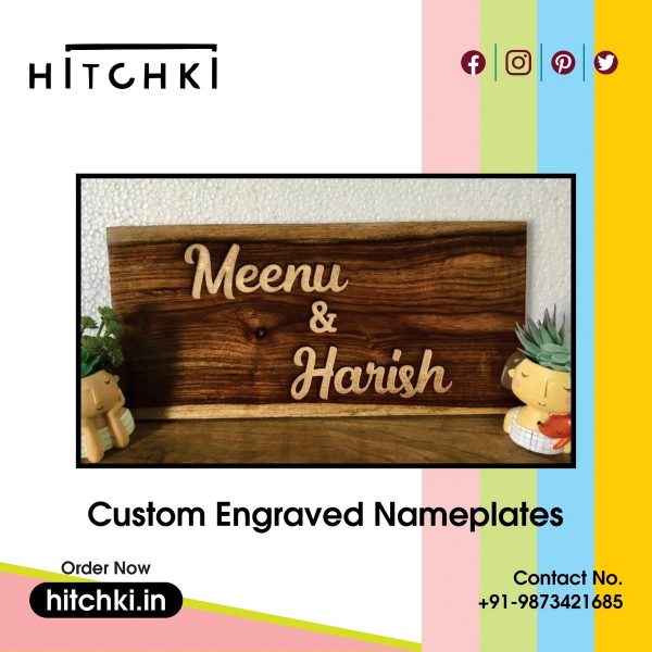 Custom Engraved Wooden Nameplates Brass & Metal | HITCHKI