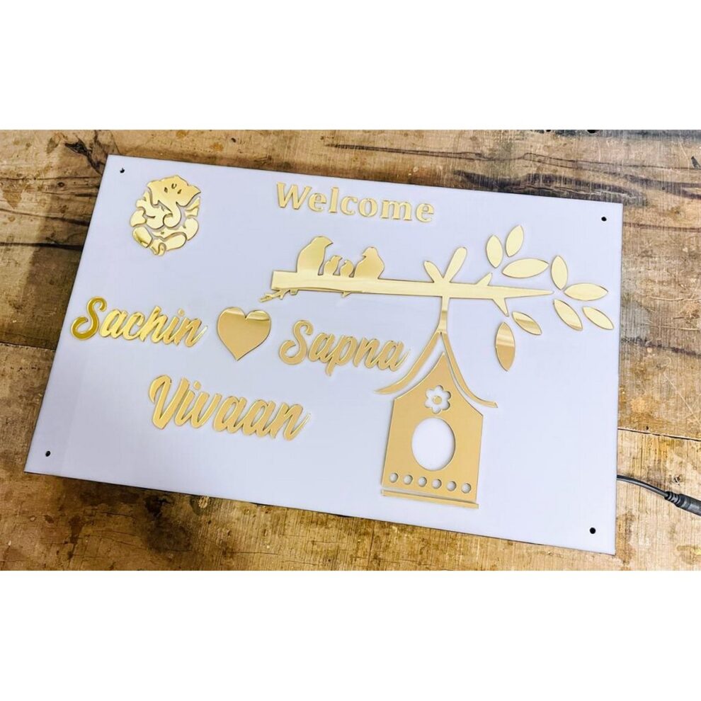 Customizable Acrylic LED Name Plate | Embossed 3D Letters